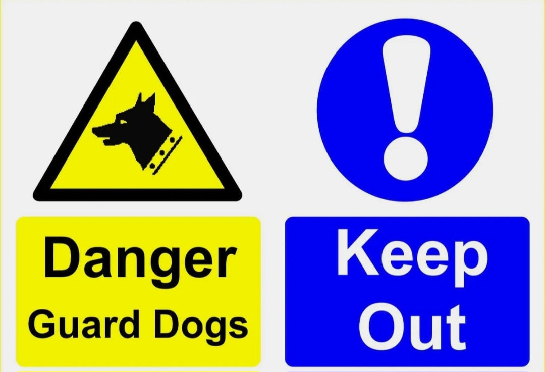 Gaurd Dog Caution Warning Signs Waterproof Adhesive Vinyl Sticker 42cm ...