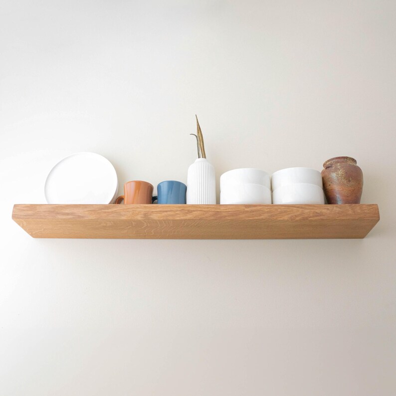 Floating Shelf Cantilevered Shelf Invisible Shelf White Oak Shelf Wall ...