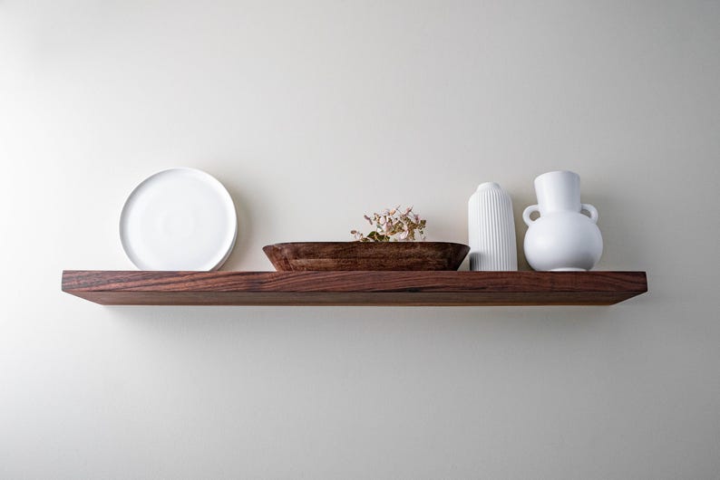 Solid Walnut Shelf Floating Shelf Cantilevered Shelf Modern Shelf Wall ...
