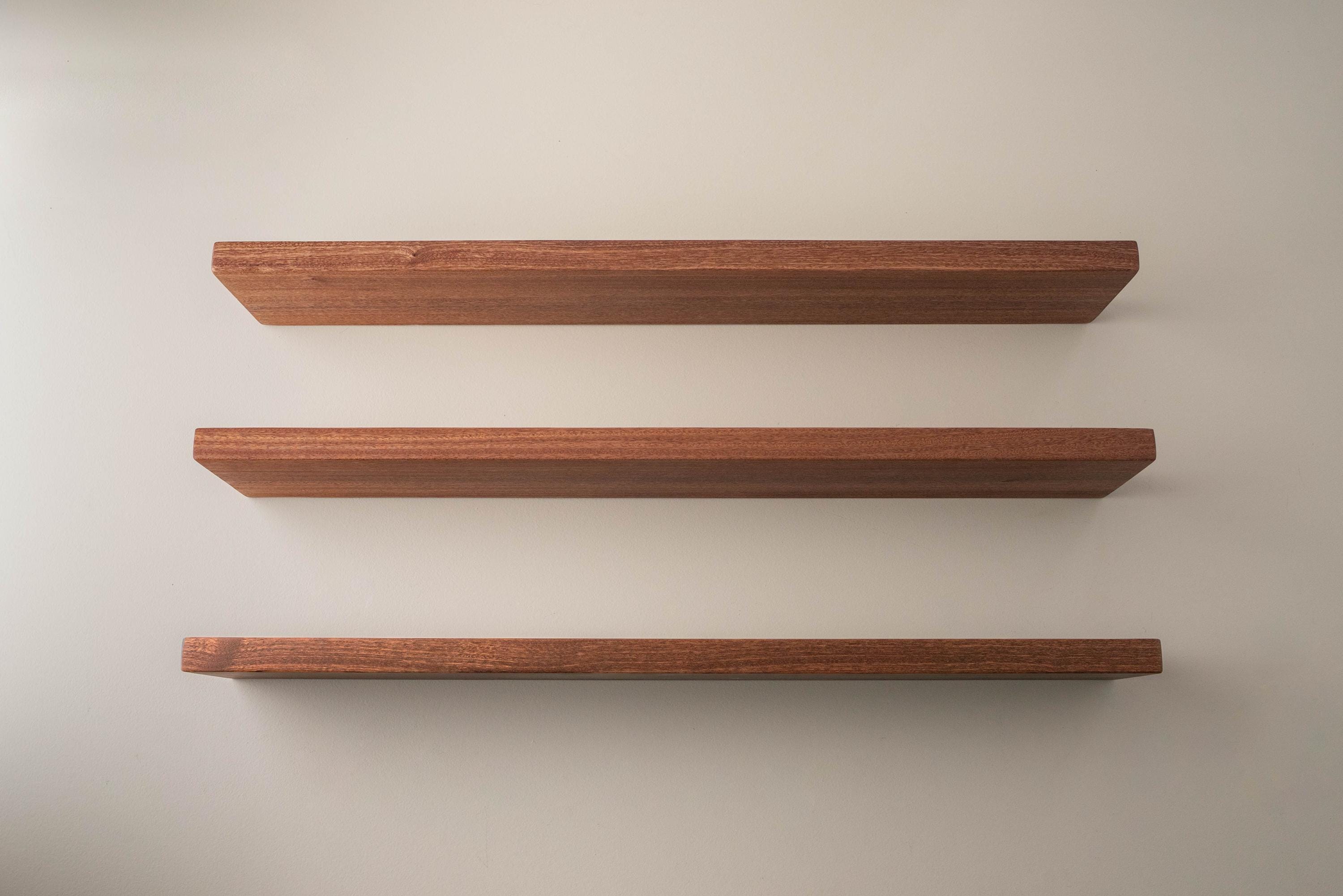 Solid African Mahogany Floating Shelf – Modern Wall Mounted Shelves - Etsy
