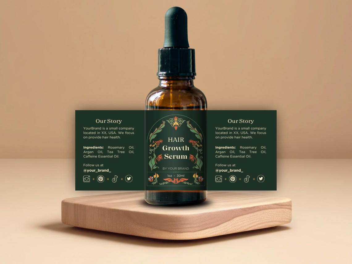 Vintage Hair Oil Label Canva Template, Haircare Oil Template, Essential ...