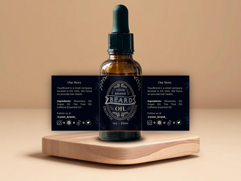 Vintage Beard Oil Label Canva Template, Haircare Oil Template ...