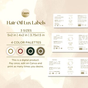 Hair Oil Label Canva Template: Luxury Haircare, Dropper Bottle (digital ...