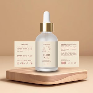 Luxury Hair Oil Label Canva Template, Haircare Oil Template, Essential ...