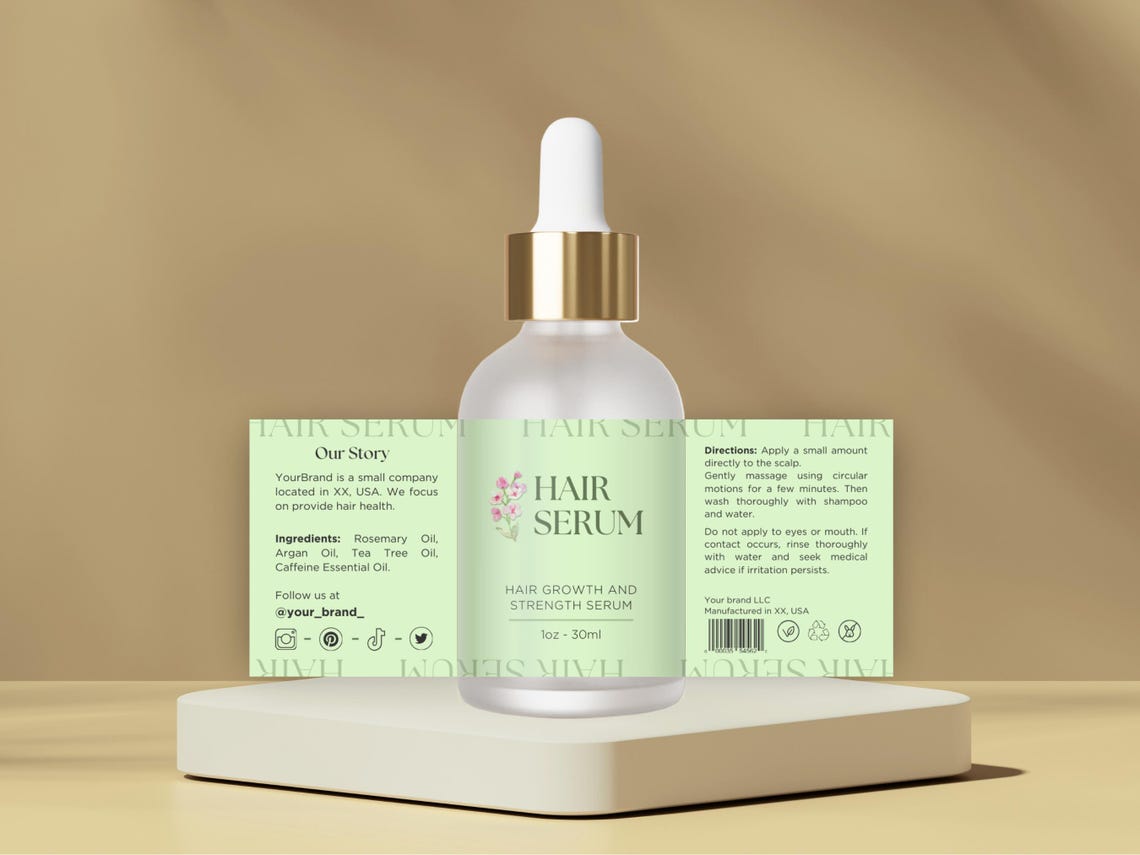 Pink Hair Oil Labels Canva Template, Hair Serum Label Template ...