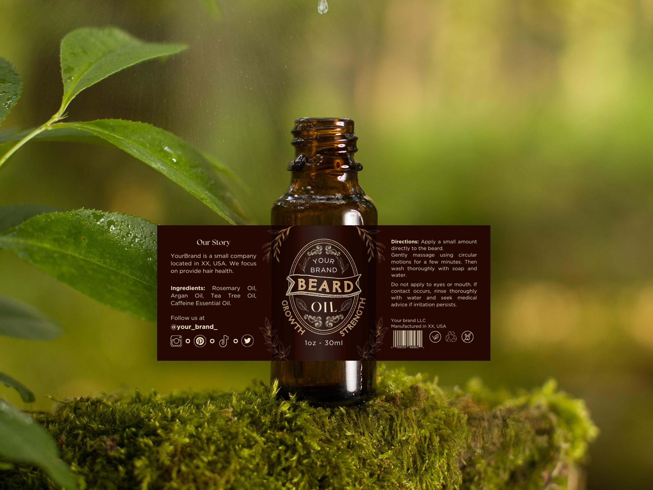 Vintage Beard Oil Label Canva Template, Haircare Oil Template ...