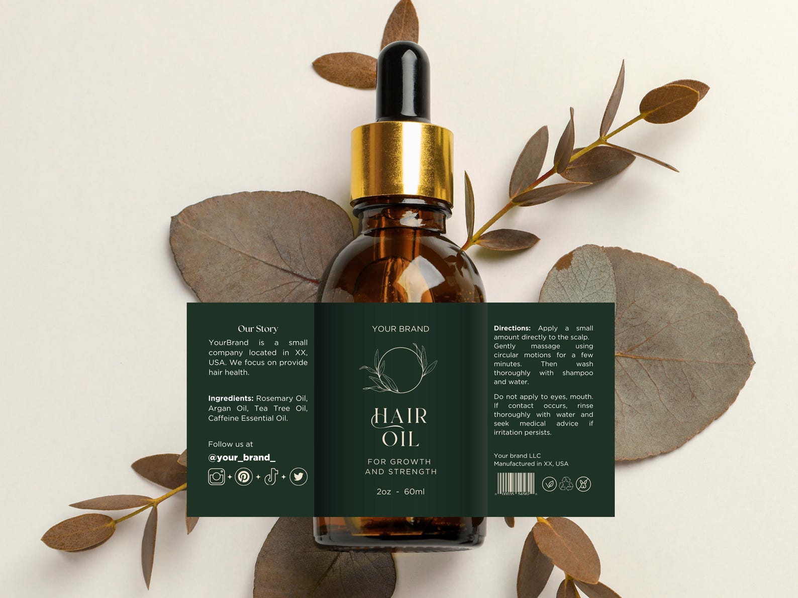 Luxury Hair Oil Label Canva Template, Haircare Oil Template, Essential ...