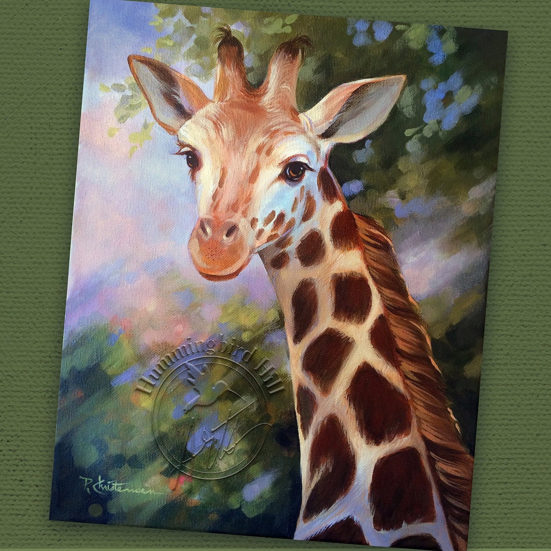 Printable Digital Download Art Prints - Giraffe Oil Painting - Five ...