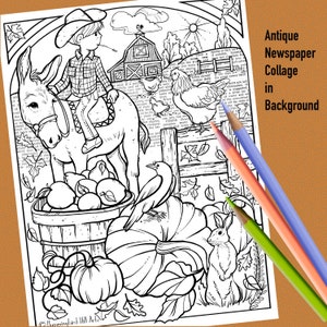 Instant Digital Download Farm Boy Coloring Page Country Life - Etsy