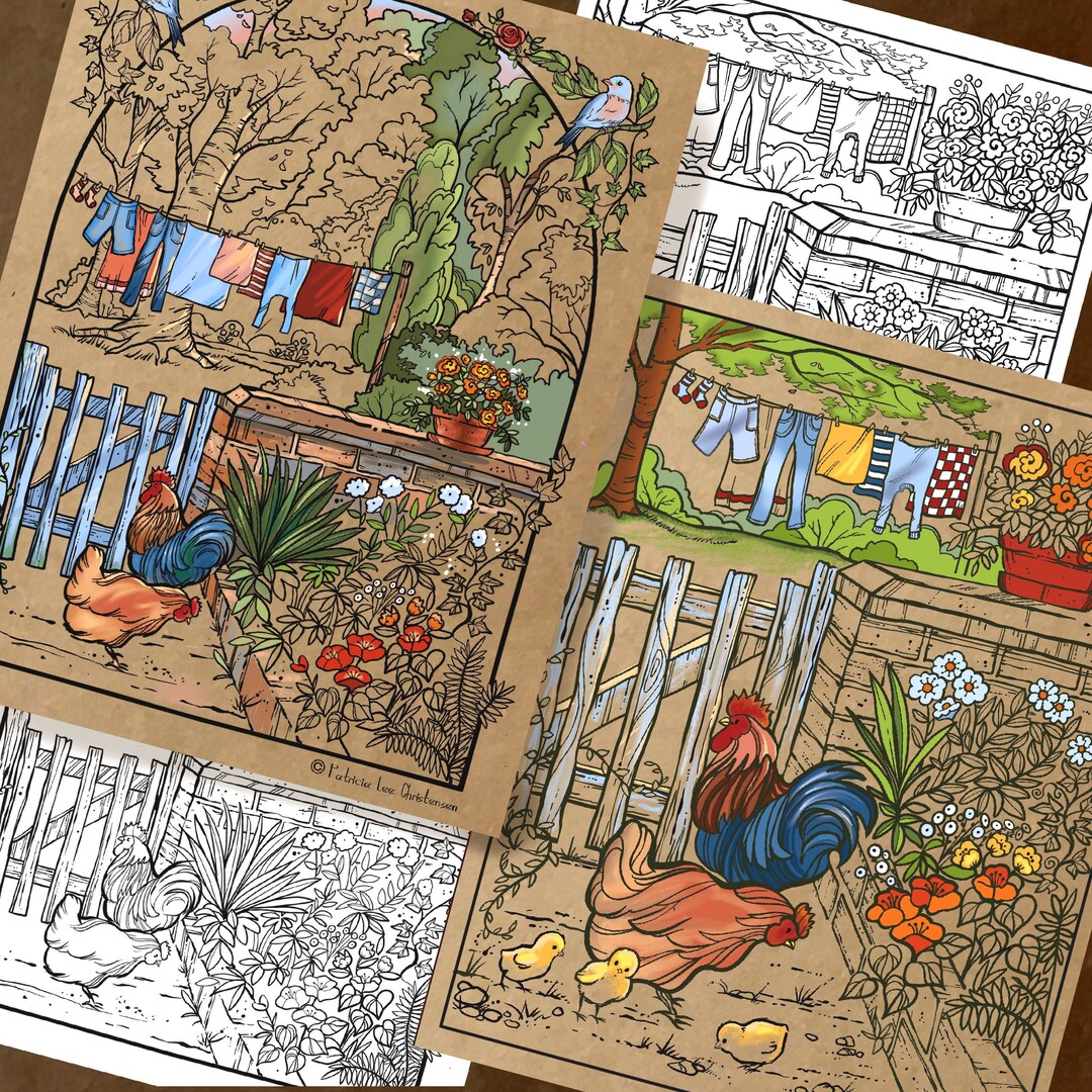 Digital Download Coloring Pages Rural Country Art - 2 Pages - Etsy