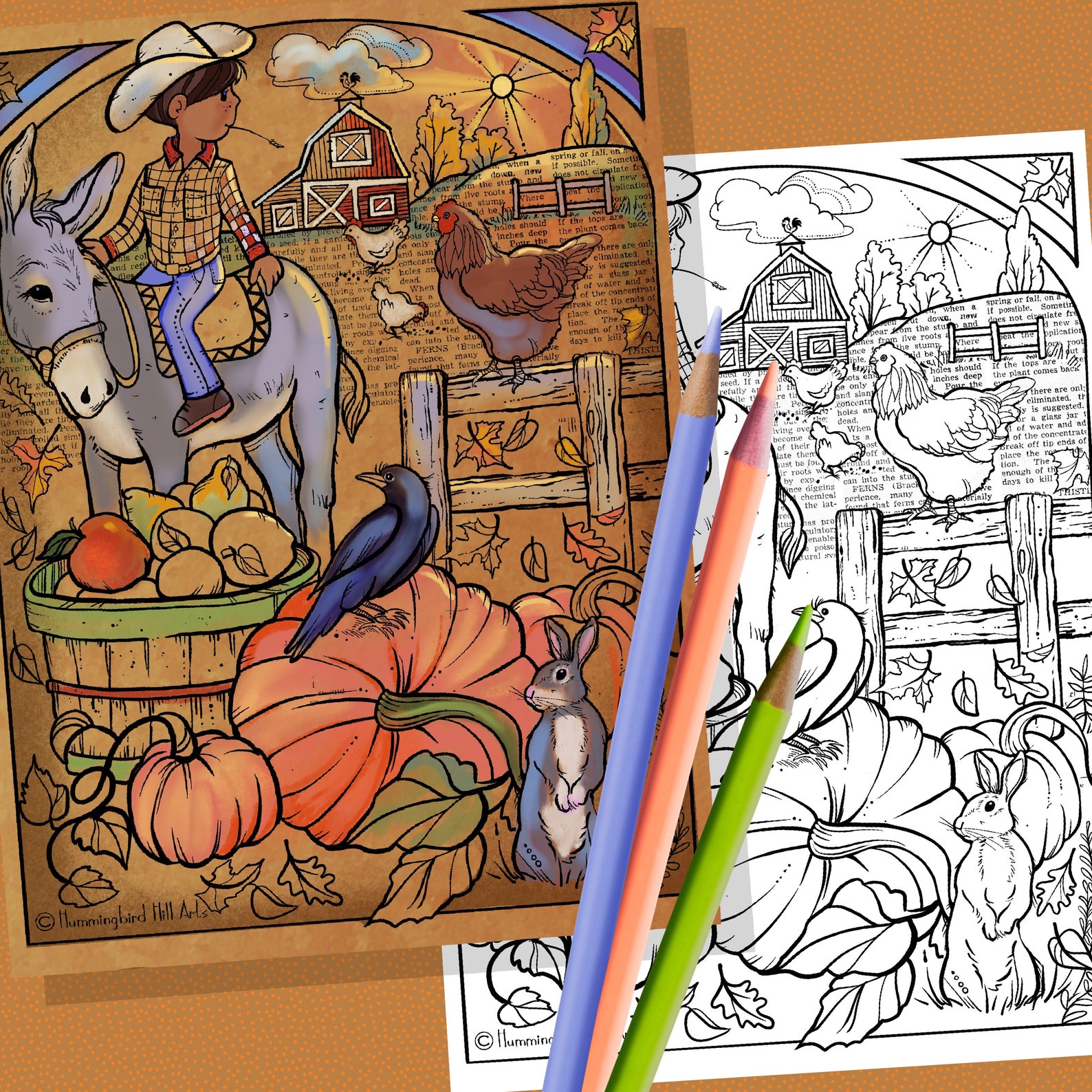 Instant Download Digital Coloring 2 Pages - Autumn Halloween ...