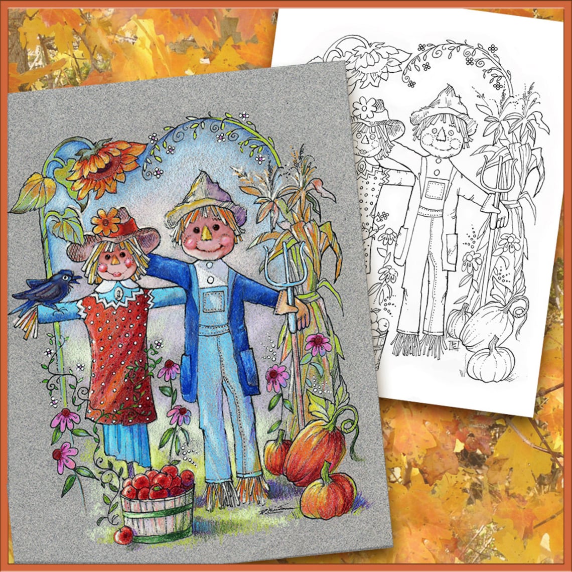 Instant Download Autumn Fall Coloring Book Page American - Etsy