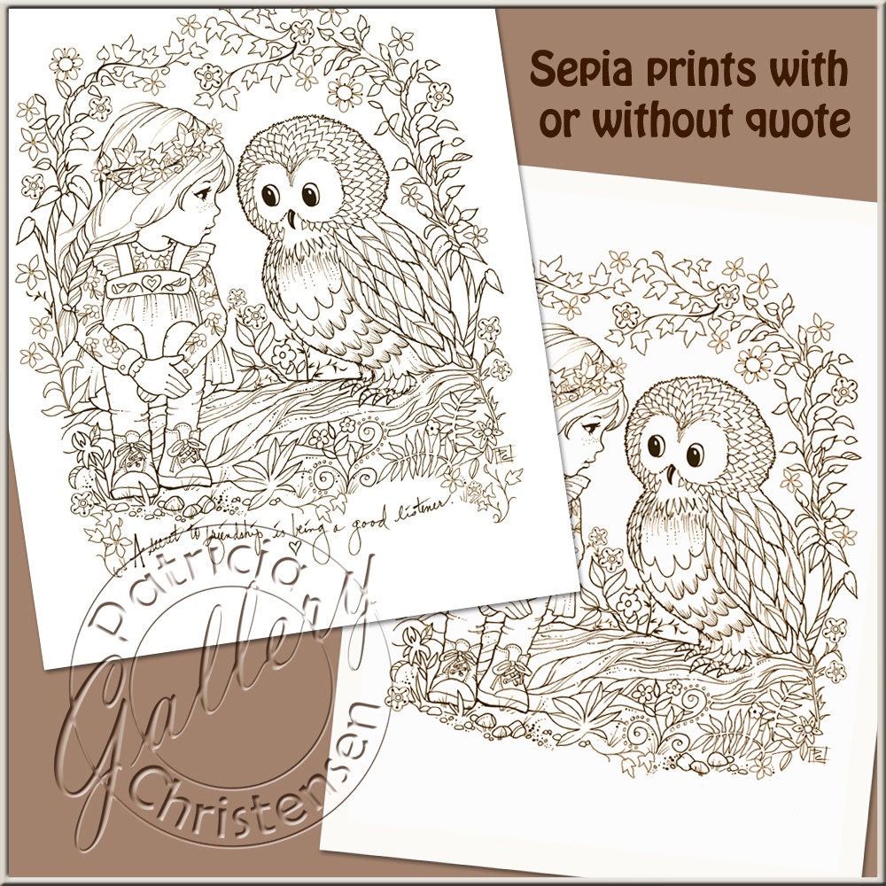 Coloring Book Pages - Owl - Digital Download -JPG Files - Colored ...