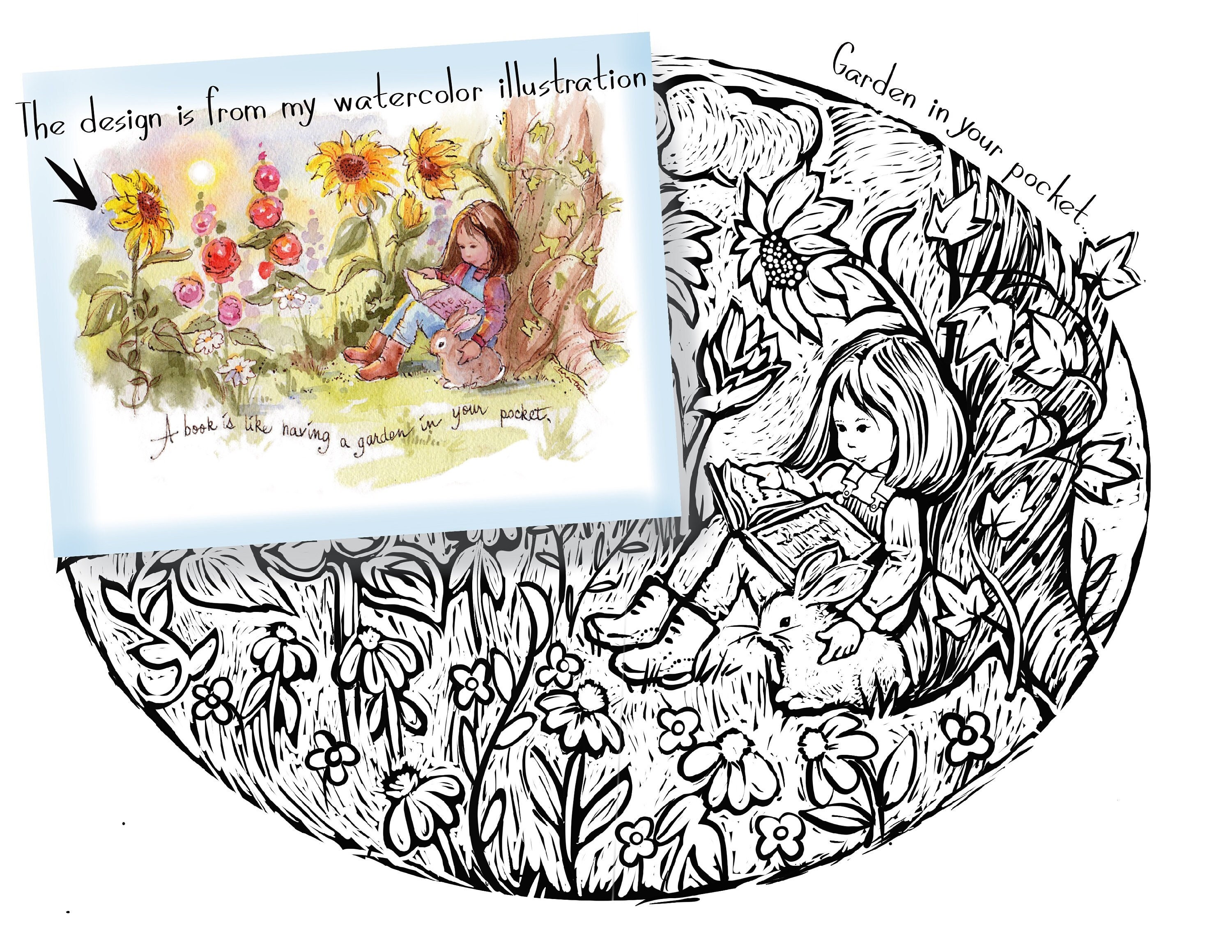 Instant Download Printable Coloring Page - Digital Stamp - Book Lover ...