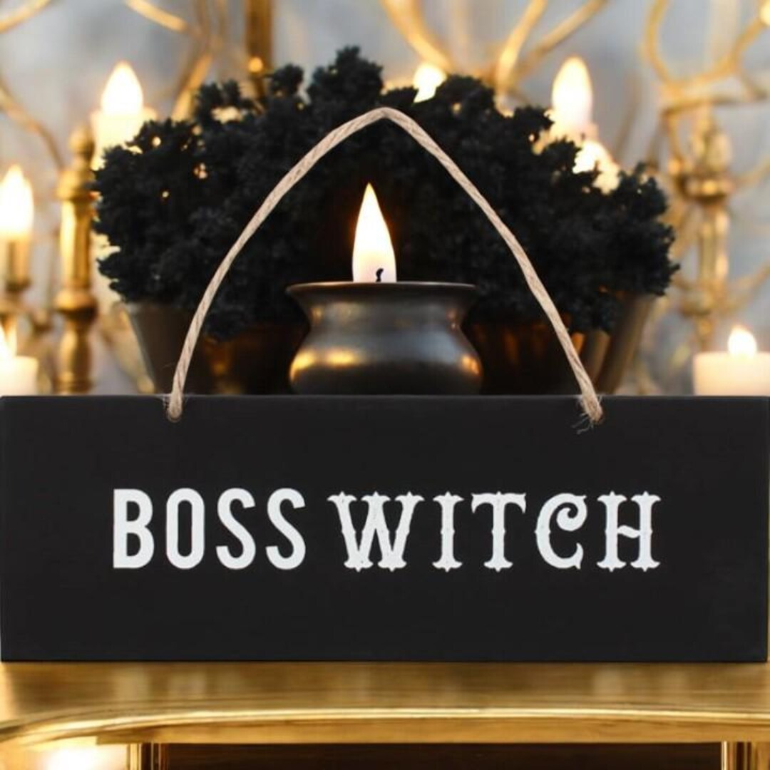 Boss Witch Hanging Sign, Whimsical Witchy Sign, Girl Boss Sign, Wall ...