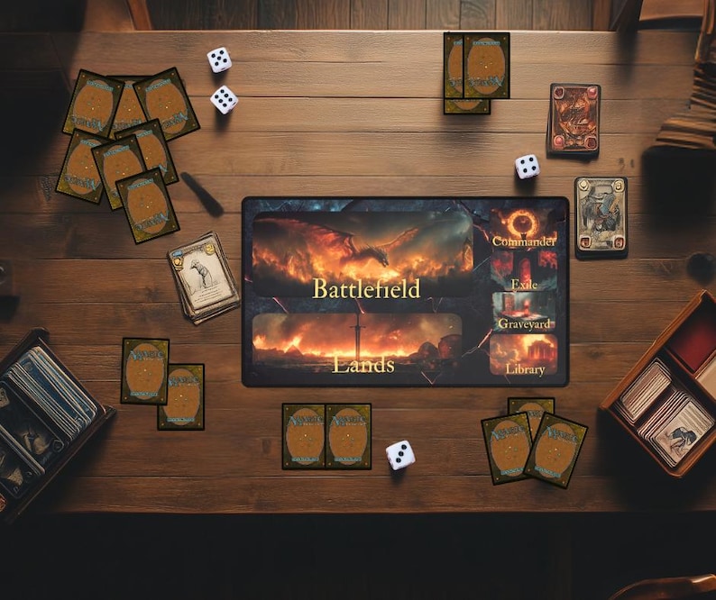 Red Mana Commander MTG Playmat With Zones Magic the Gathering Mat With ...