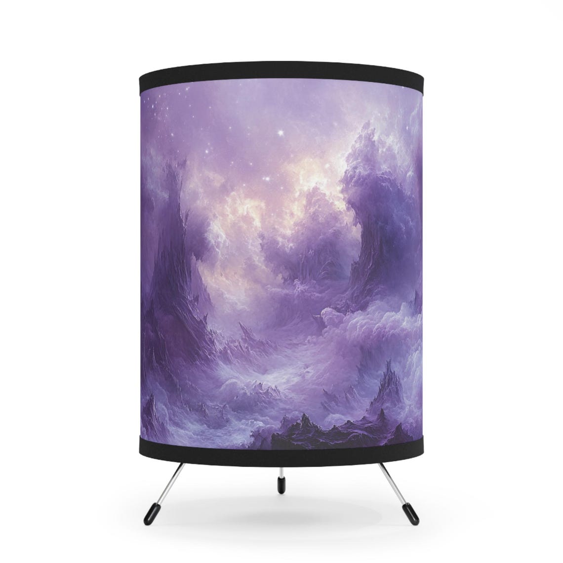 Cosmic Tripod Lamp With Custom Nebula Shade Purple Astral Design 7x11 ...