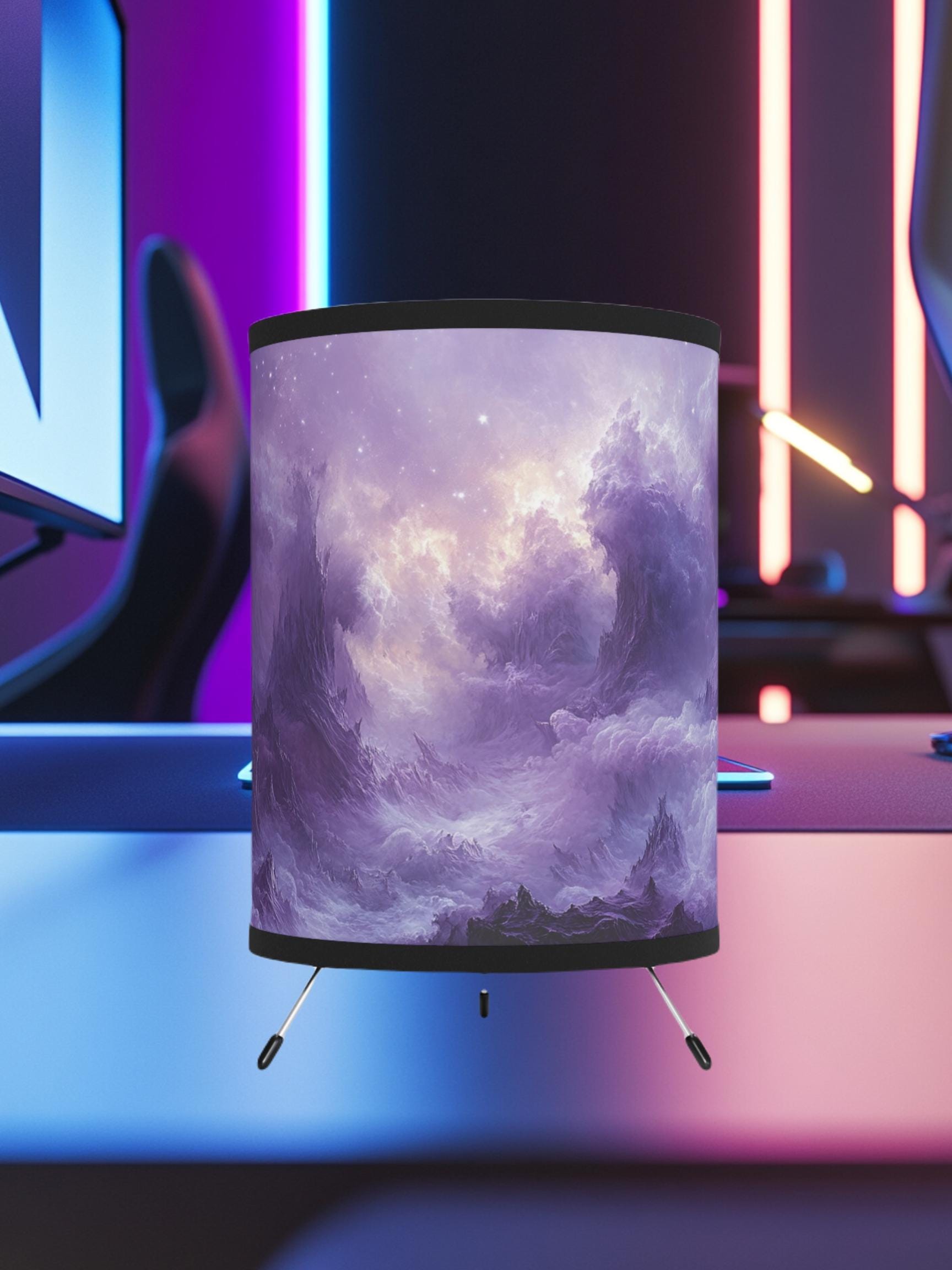 Cosmic Tripod Lamp With Custom Nebula Shade Purple Astral Design 7x11 ...