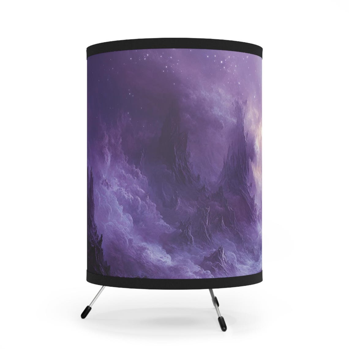Cosmic Tripod Lamp With Custom Nebula Shade Purple Astral Design 7x11 ...