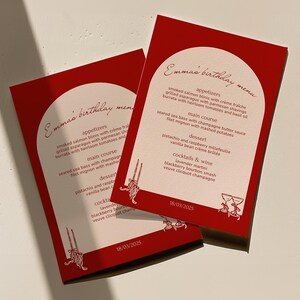 Elegant Birthday Menu Template | Minimalist Red Theme | Printable Canva ...