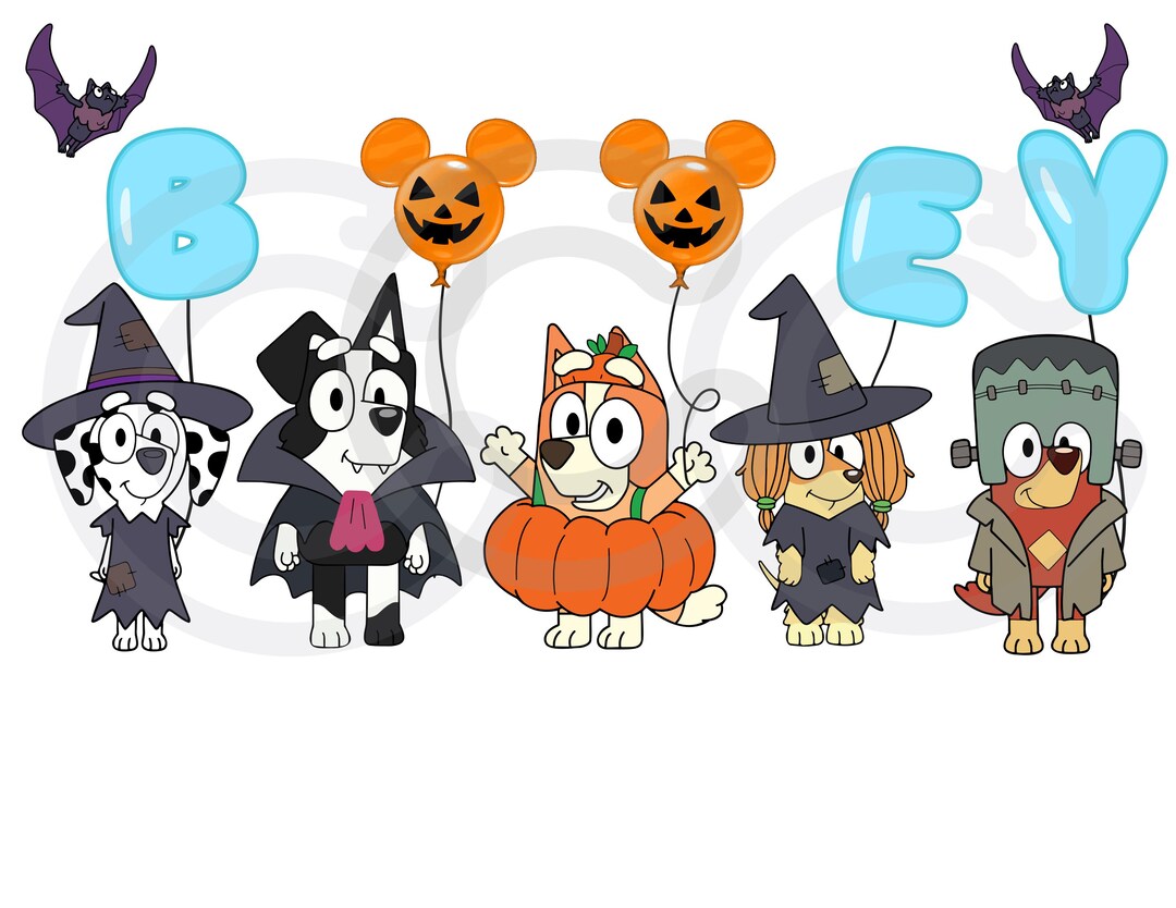 BLUEY HALLOWEEN PNG, Bluey Halloween Balloons, Bluey Trick or Treat ...