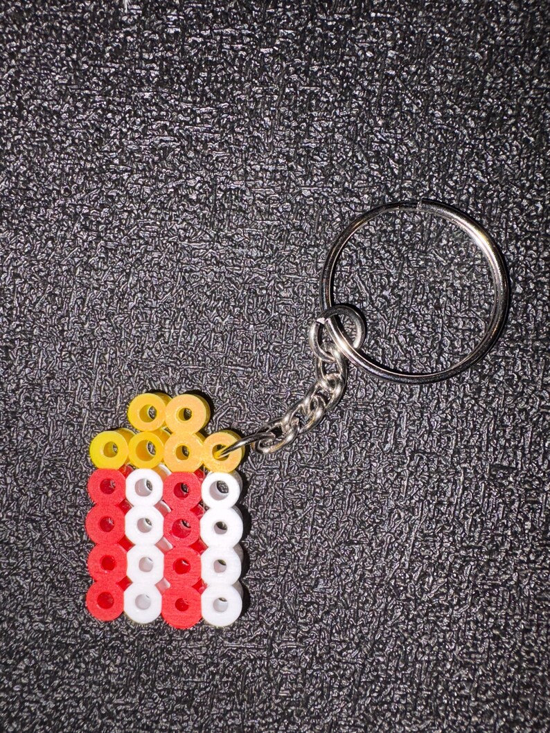 Perler Bead Popcorn Keychain - Etsy