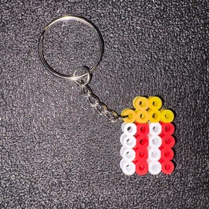 Perler Bead Popcorn Keychain - Etsy