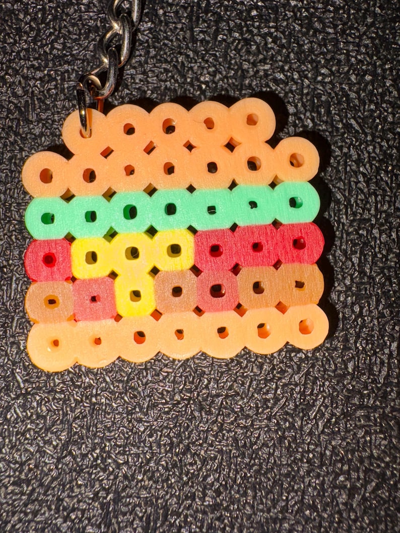 Perler Bead Burger Keychain - Etsy