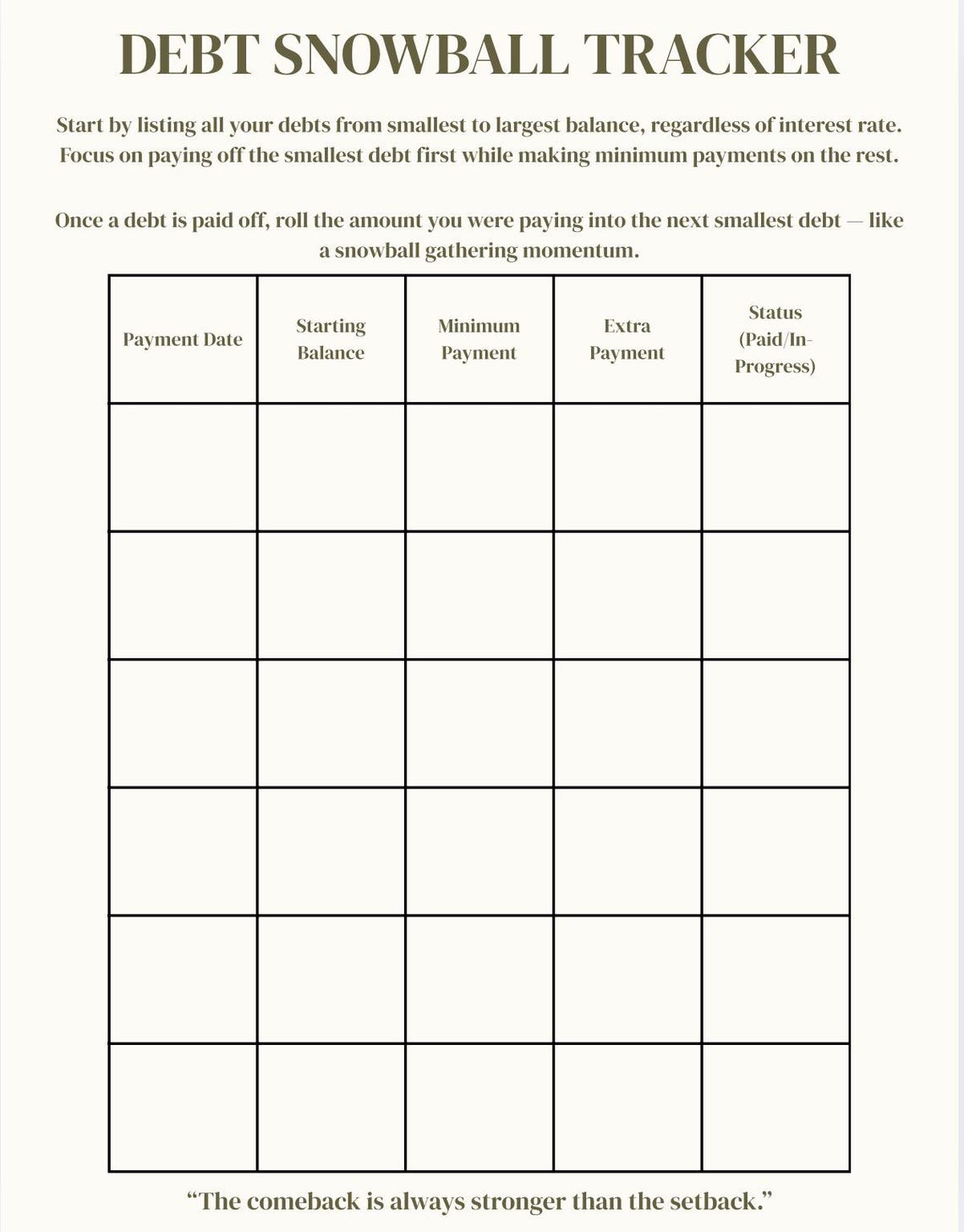 Debt Payoff Tracker Printable | Debt Snowball Worksheet | Financial ...