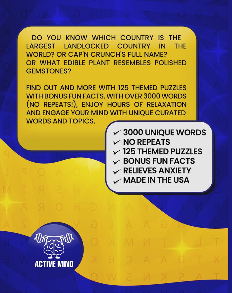 3000 Unique Word Search Puzzles With Fun Facts *no Repeats* (digital ...