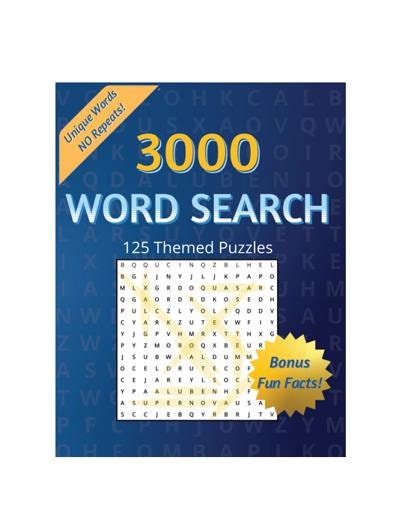 Word Search - 3000 Words, NO Repeats, 125 Themed Puzzles, Bonus Fun ...