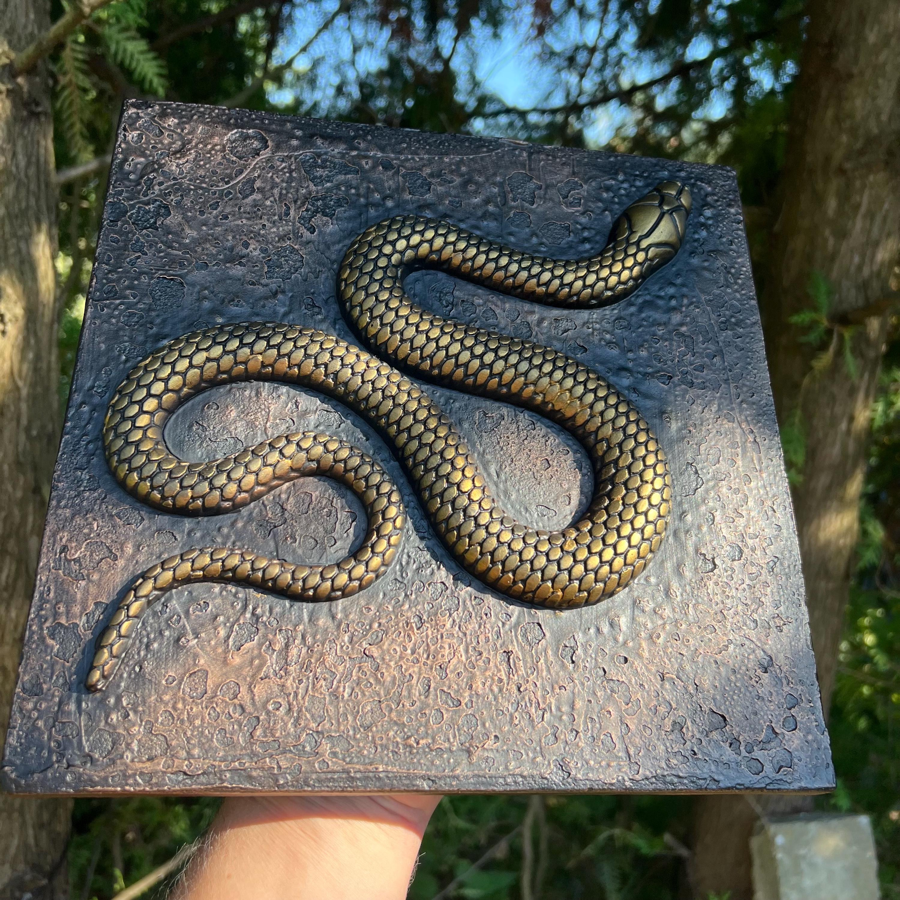 Snake Wall Sculpture, Ghotic 3D Serpent Home Decor, Antique Gold Wall ...