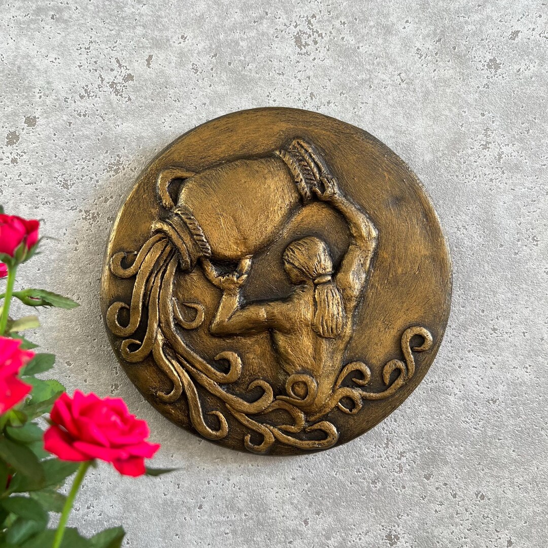 Aquarius Zodiac Sign Wall Art, Aquarius 3D Gold Home Decor, Stylish ...