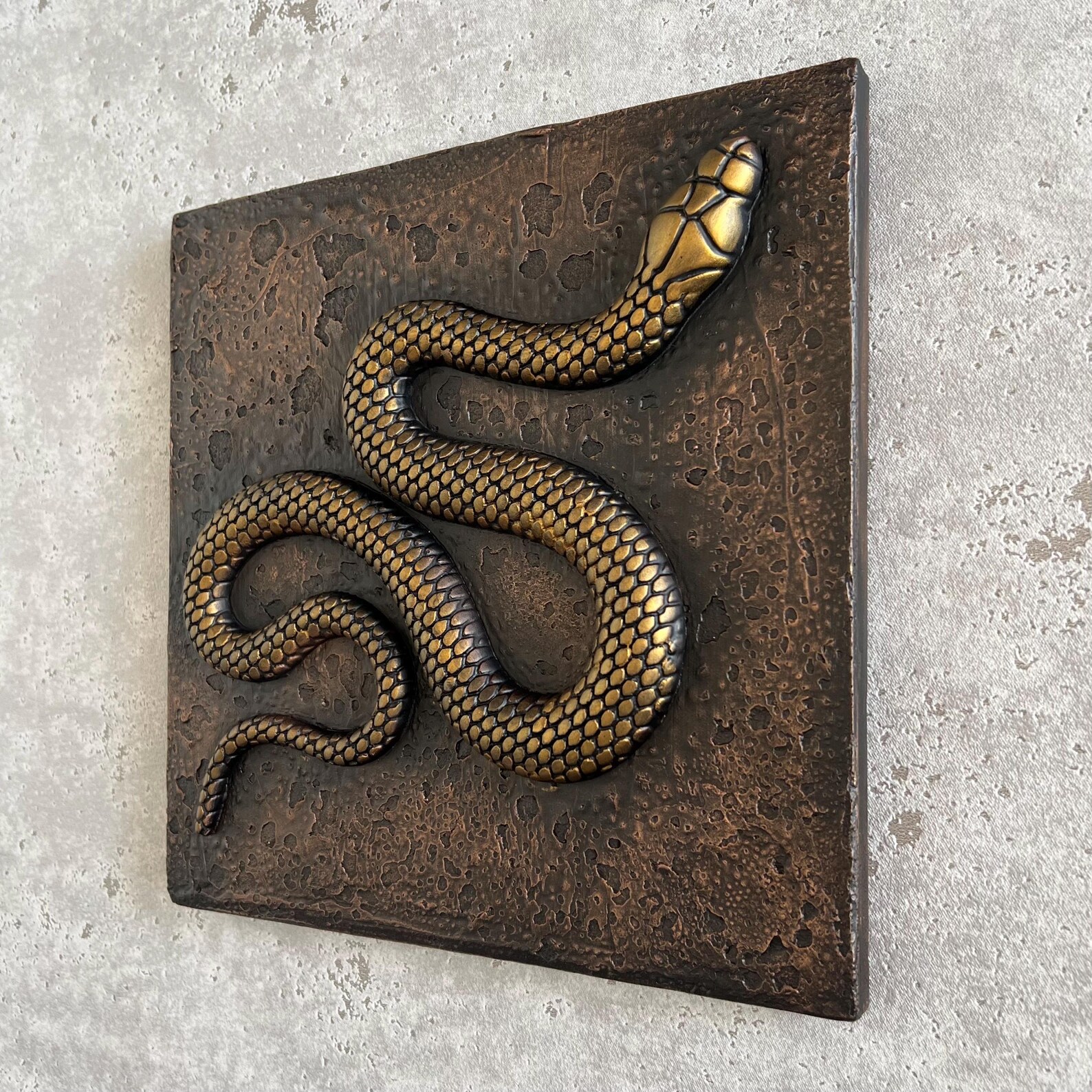 Snake Wall Sculpture, Ghotic 3D Serpent Home Decor, Antique Gold Wall ...