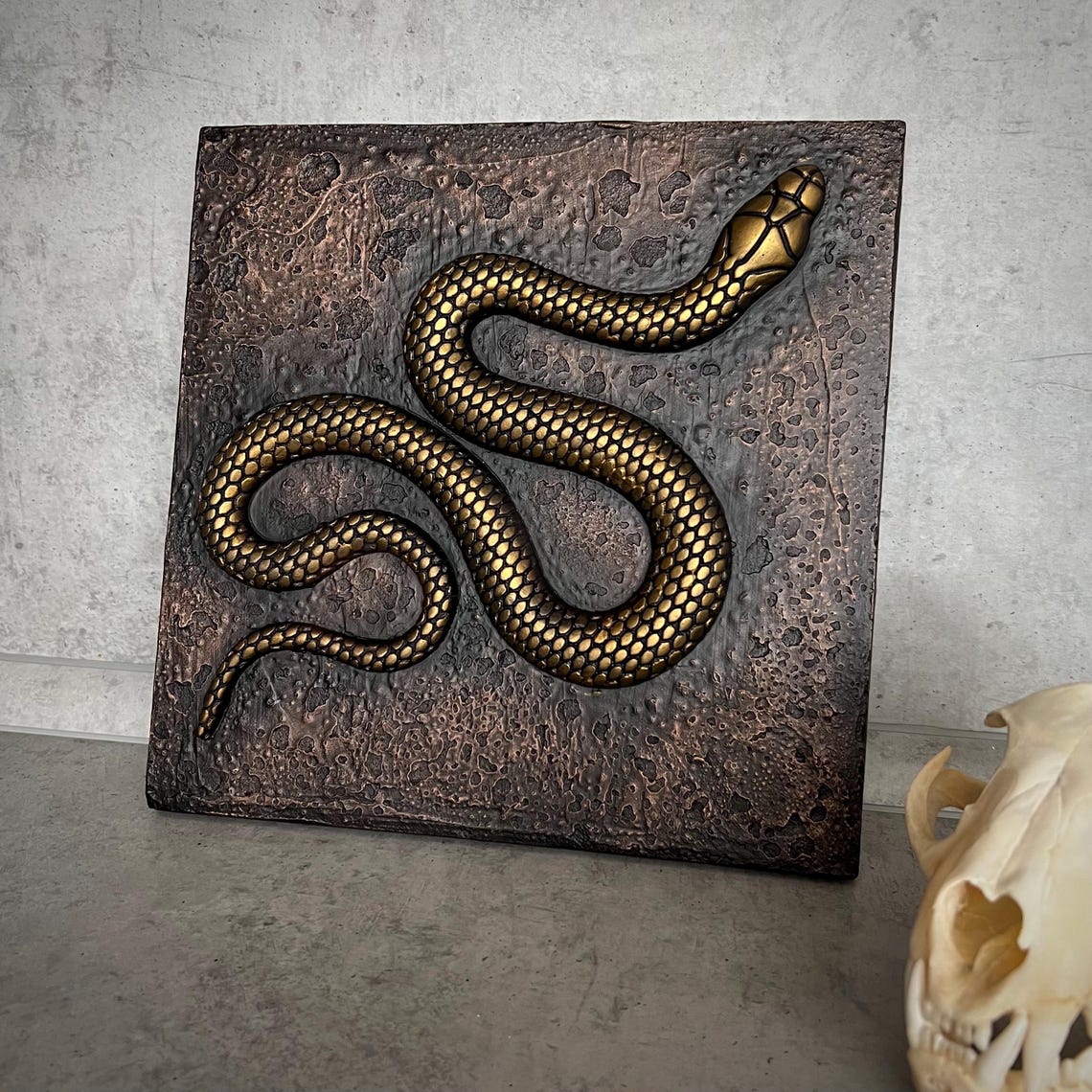 Snake Wall Sculpture, Ghotic 3D Serpent Home Decor, Antique Gold Wall ...