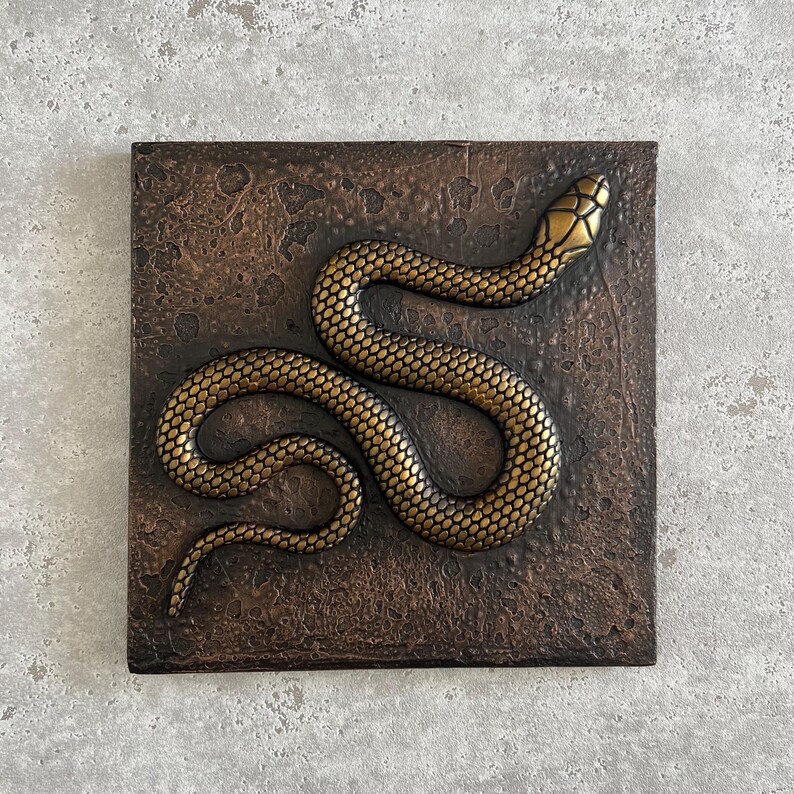 Snake Wall Sculpture, Ghotic 3D Serpent Home Decor, Antique Gold Wall ...