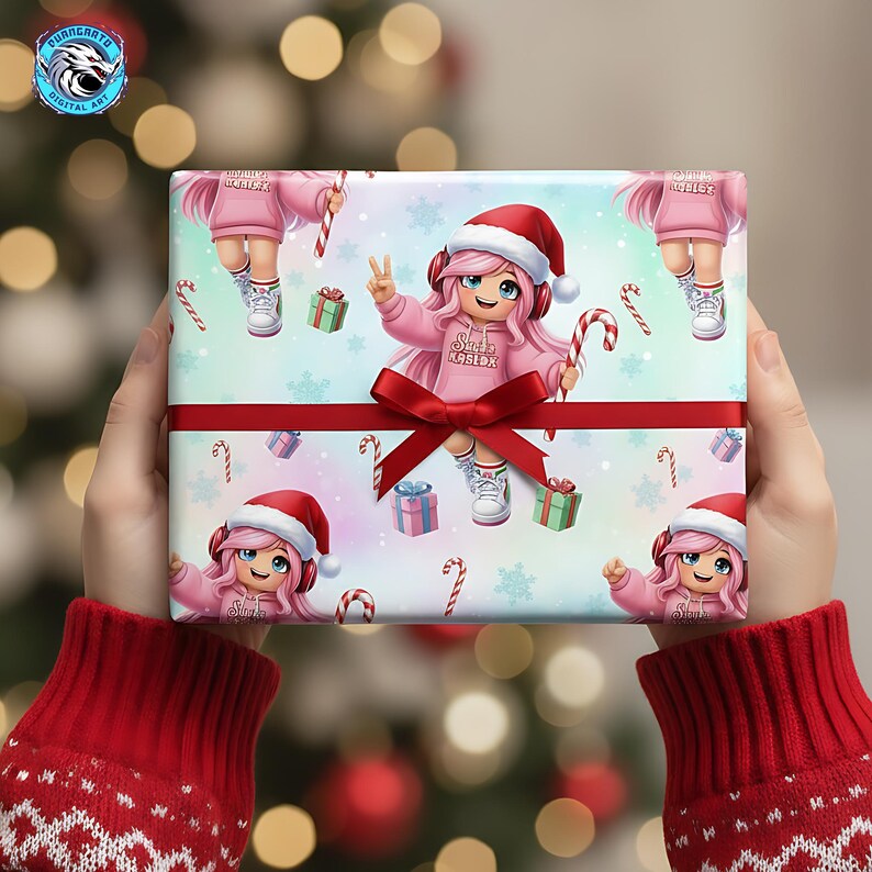 Roblox Girl Christmas Wrapping Paper: Pink Video Game Theme - Etsy