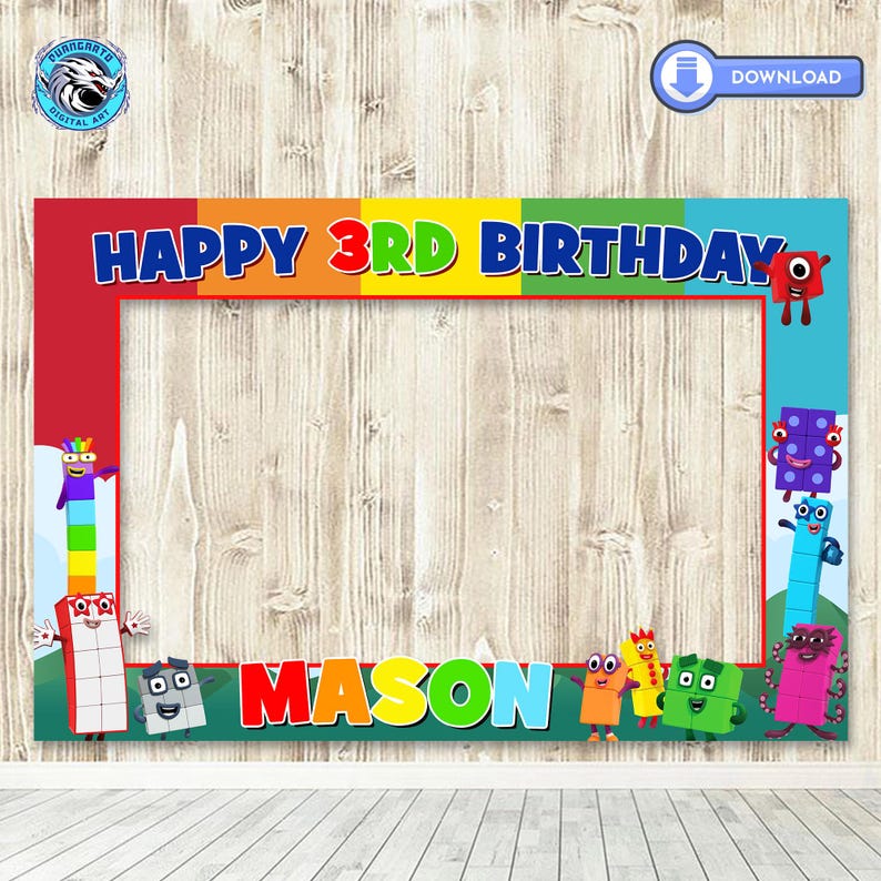 Numberblocks Booth Frame Digital Download, Custom Photo Booth Frame for ...