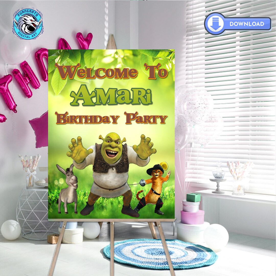Custom Shrek Birthday Welcome Sign: Party Poster (digital Download) - Etsy