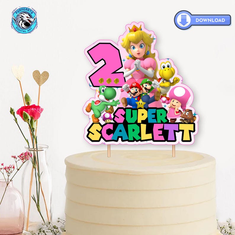 Printable Princess Peach Cake Topper, Custom Princess Birthday Decor ...