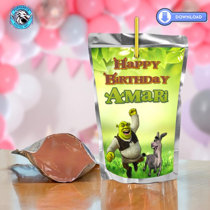 Printable Shrek Caprisun Labels: Birthday Party Favors (digital ...