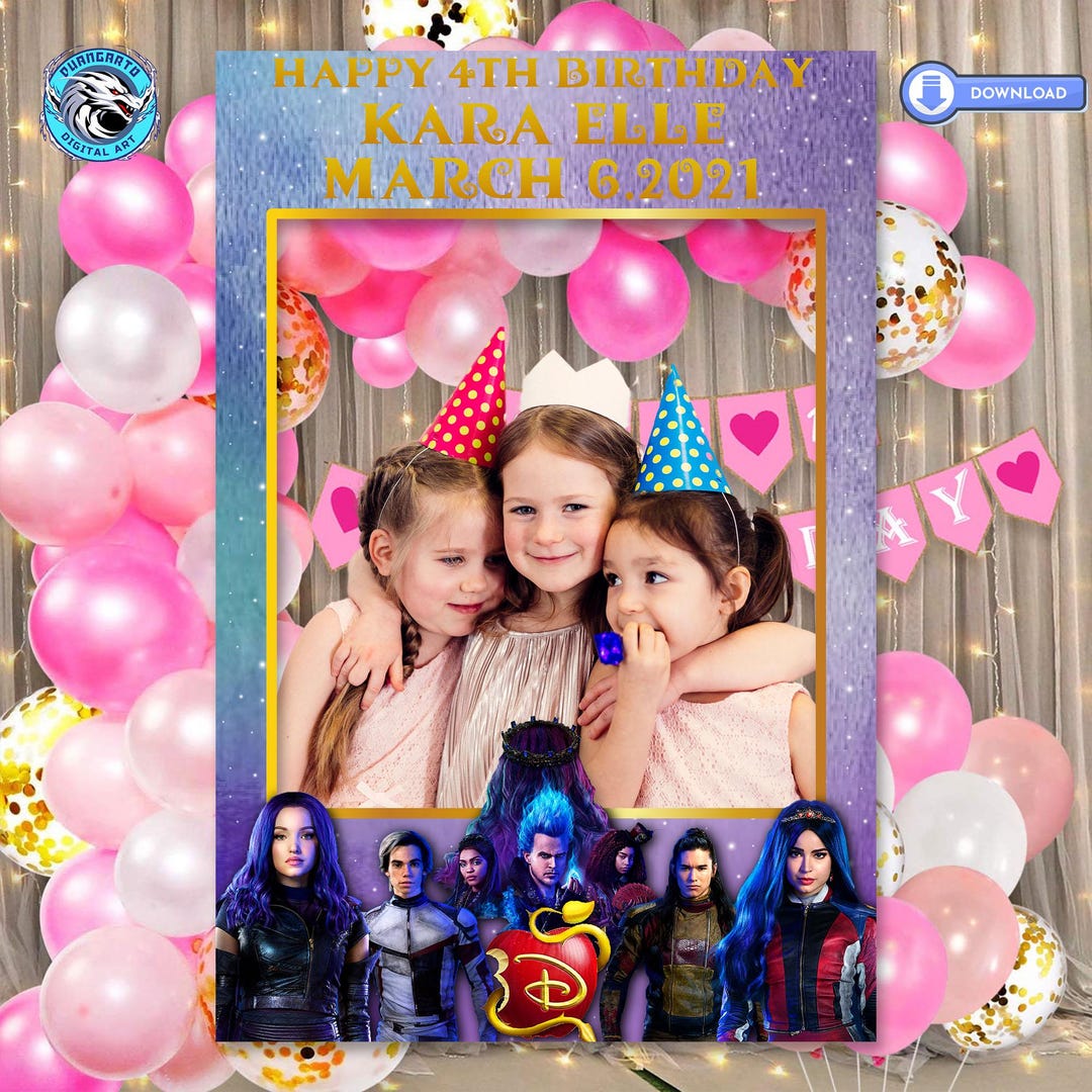 Descendants Birthday Photo Booth Frame: Custom Party Prop (digital ...