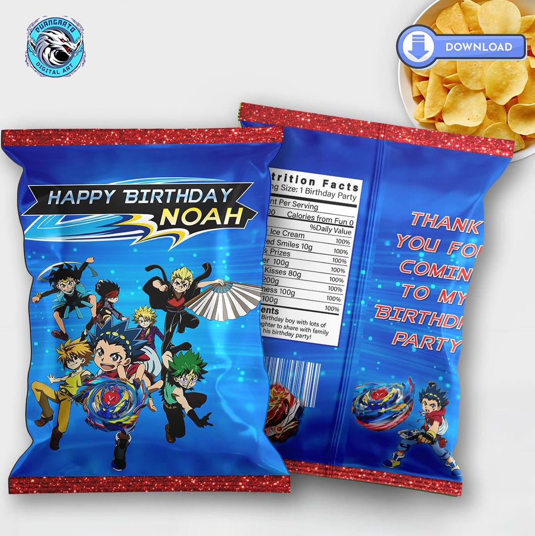Beyblade Birthday Chip Bag: Gamer Party Favor (digital Download) - Etsy UK