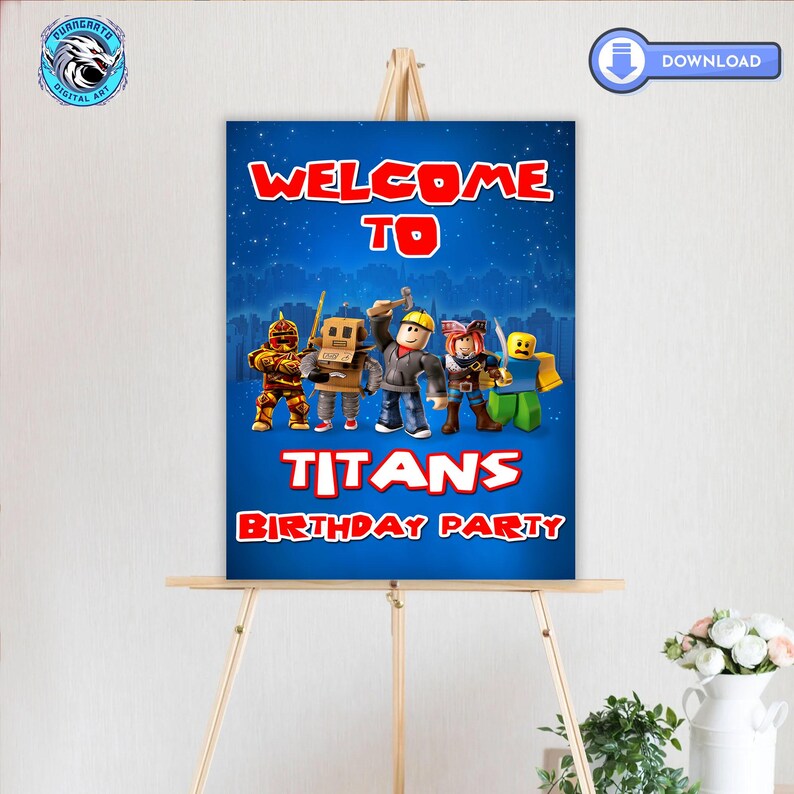 Roblox Birthday Welcome Sign: Gamer Party Decor (digital Download) - Etsy