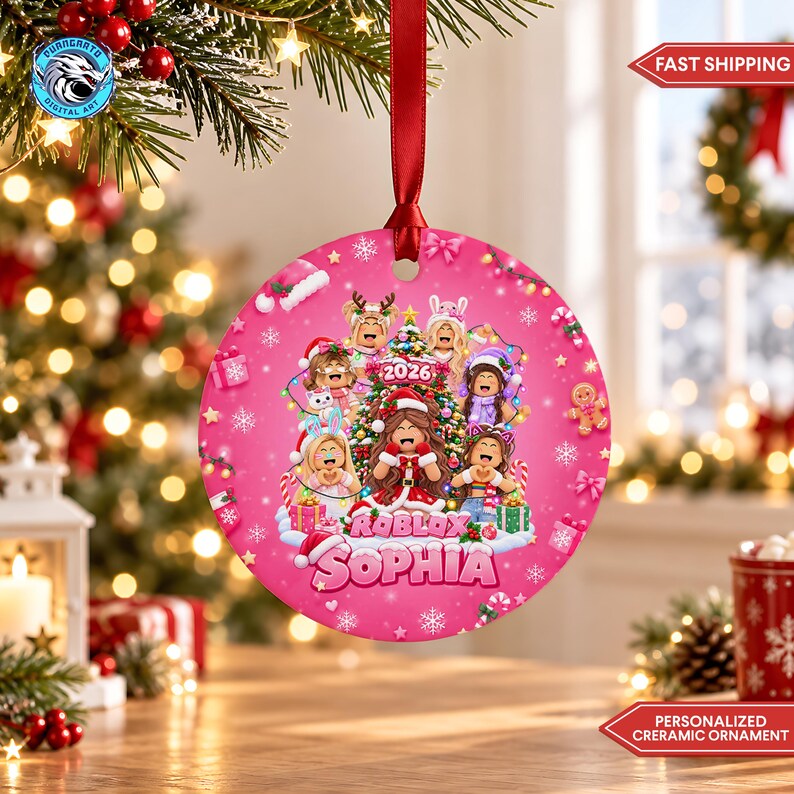 Personalized Roblox Ceramic Ornament, Custom Name Christmas Tree ...