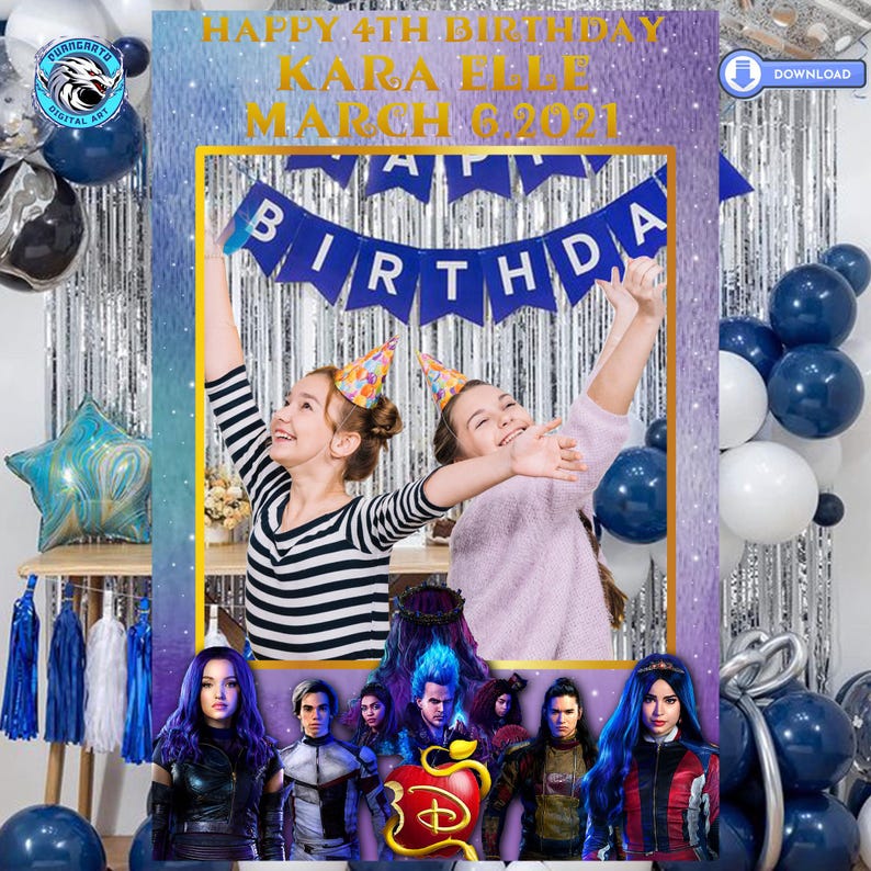 Descendants Birthday Photo Booth Frame: Custom Party Prop (digital ...
