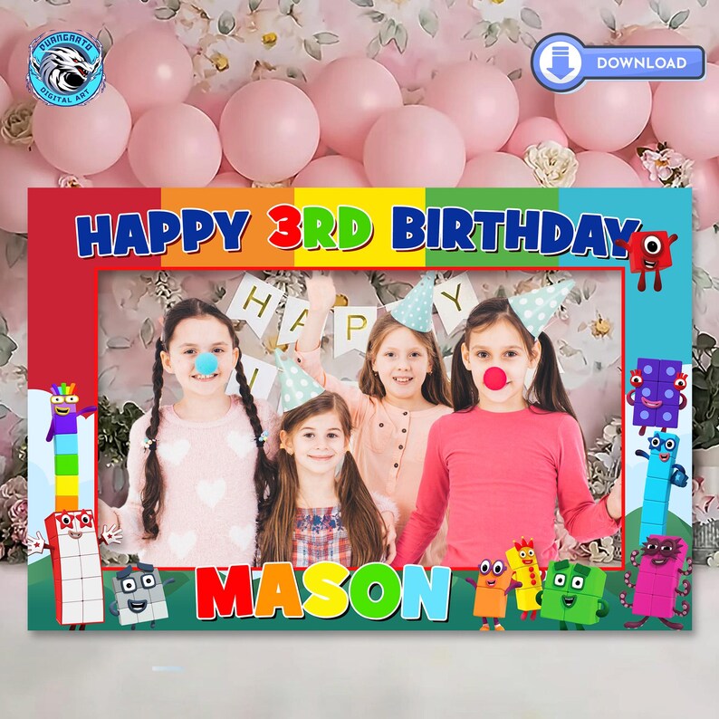 Numberblocks Booth Frame Digital Download, Custom Photo Booth Frame for ...