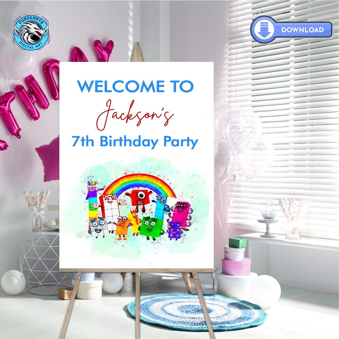 Printable Numberblocks Birthday Welcome Sign, Numberblocks Party ...