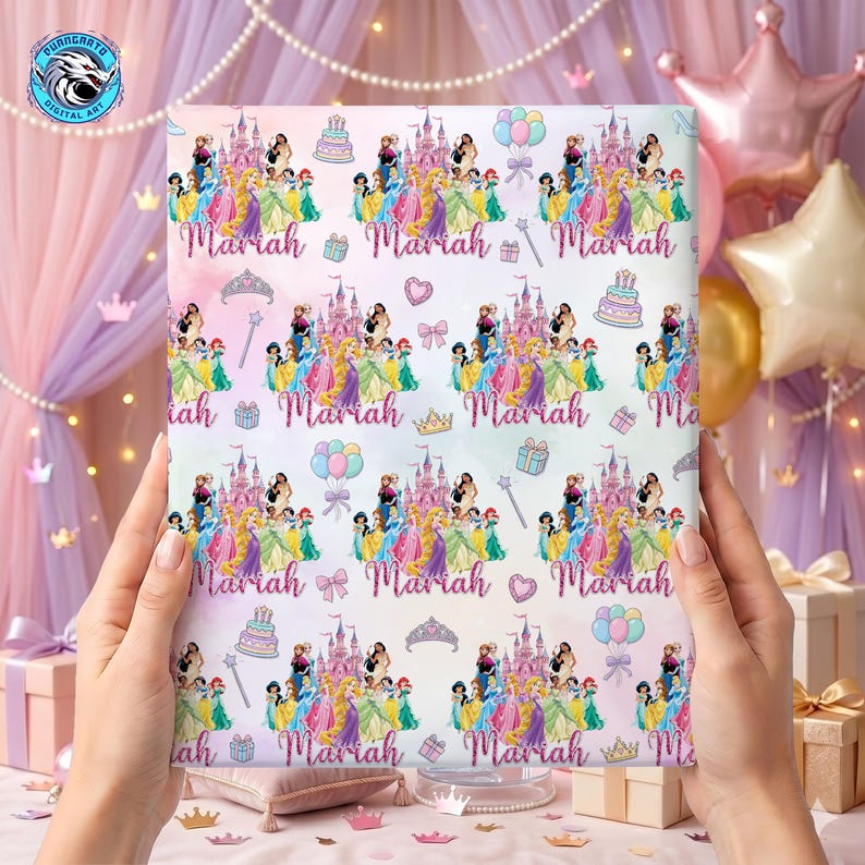 Personalized Princess Wrapping Paper, Custom Name Gift Wrap - Etsy