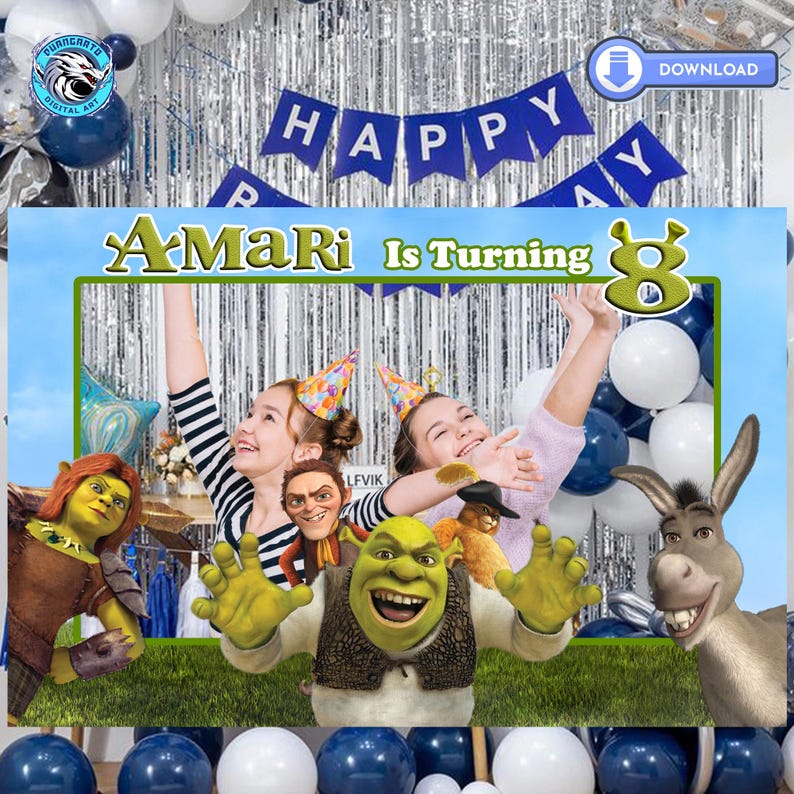 Shrek Birthday Photo Booth Frame: Printable Party Decoration (digital ...